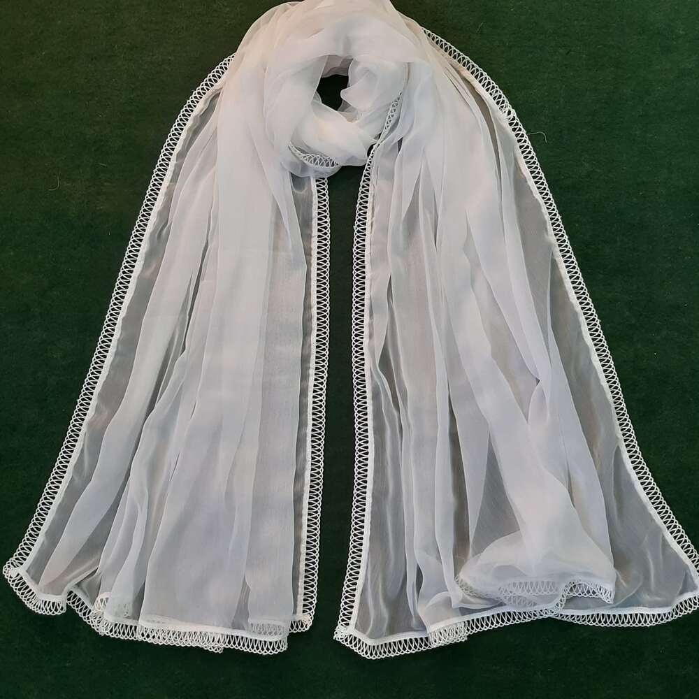 Lace Chiffon Dupatta White – ZARDI